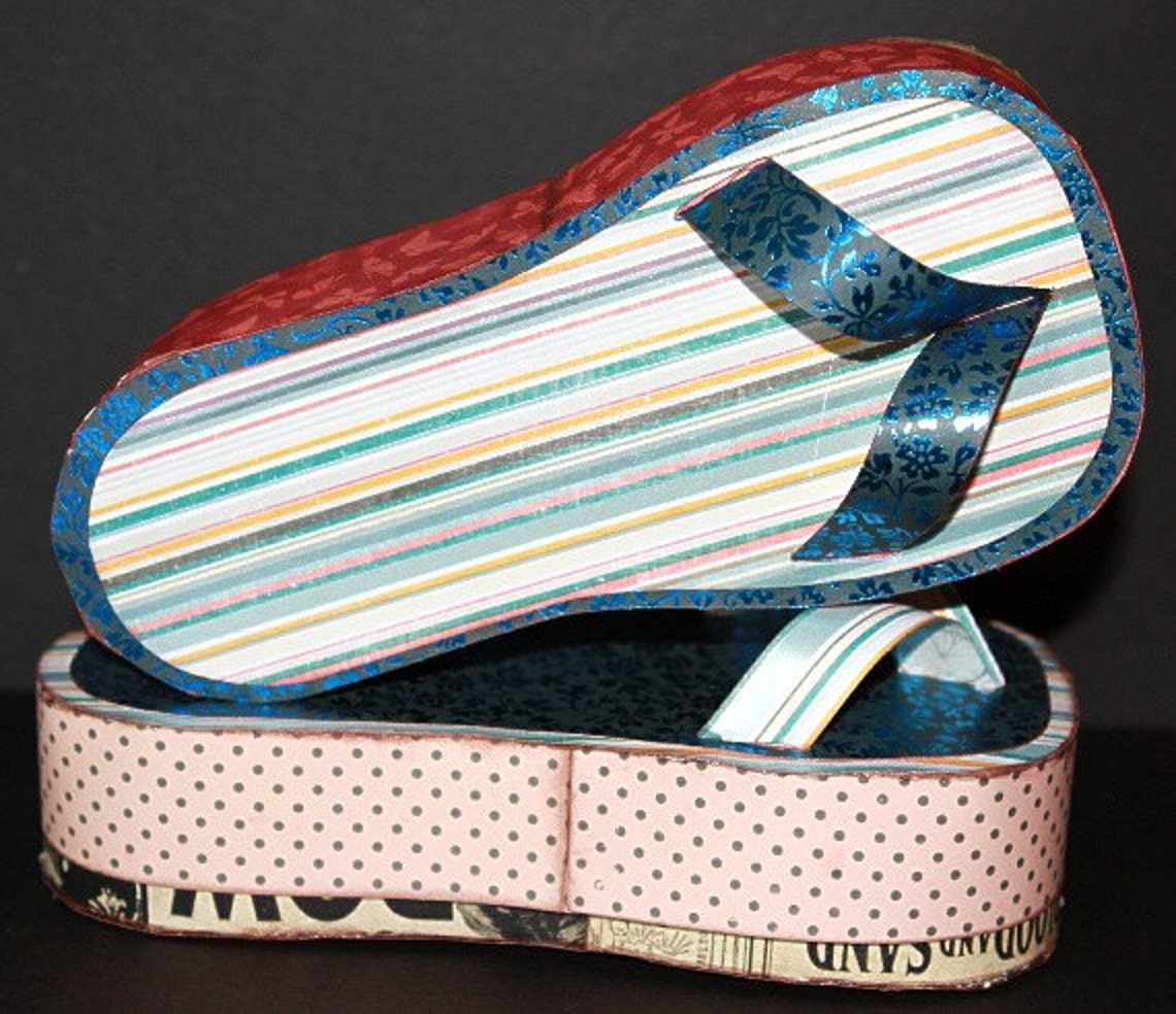3D Flip Flop Box With Matching Card, SVG Cutting File Kit - Etsy