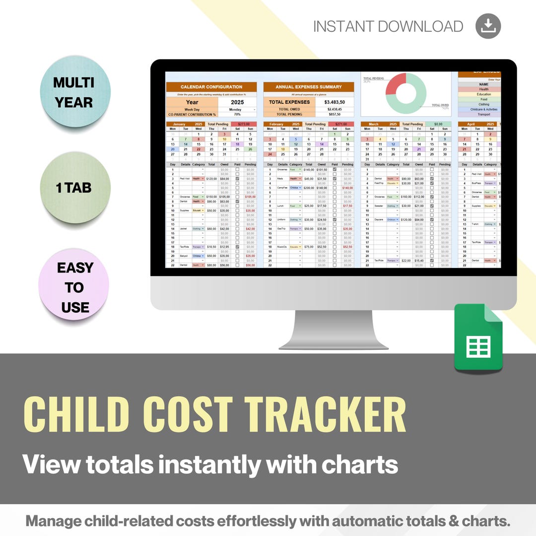Child Expense Tracker Template, Child Cost Tracker, Custody Co-parent ...