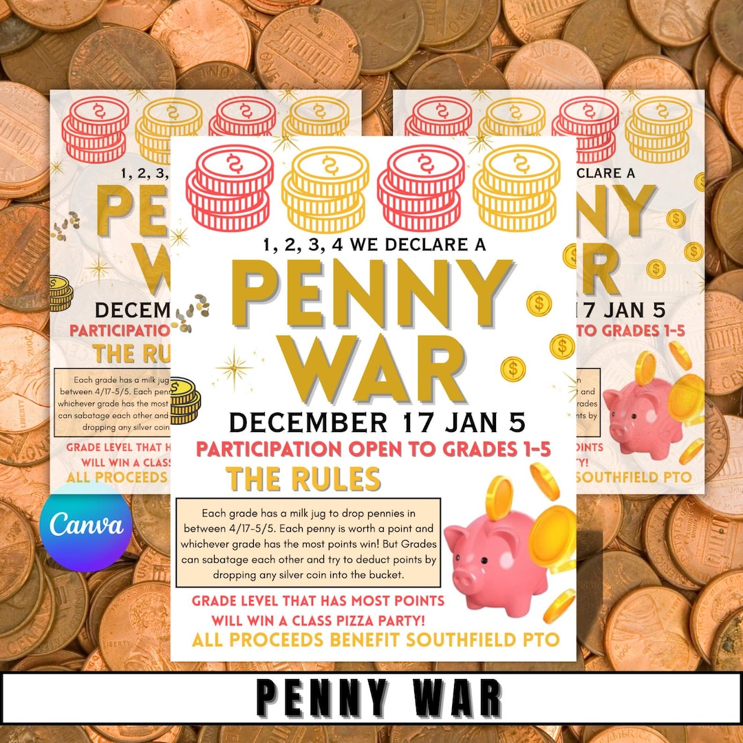 EDITABLE Penny War Flyer, Penny War Flyer, Coin Drive Fundraiser, Penny ...
