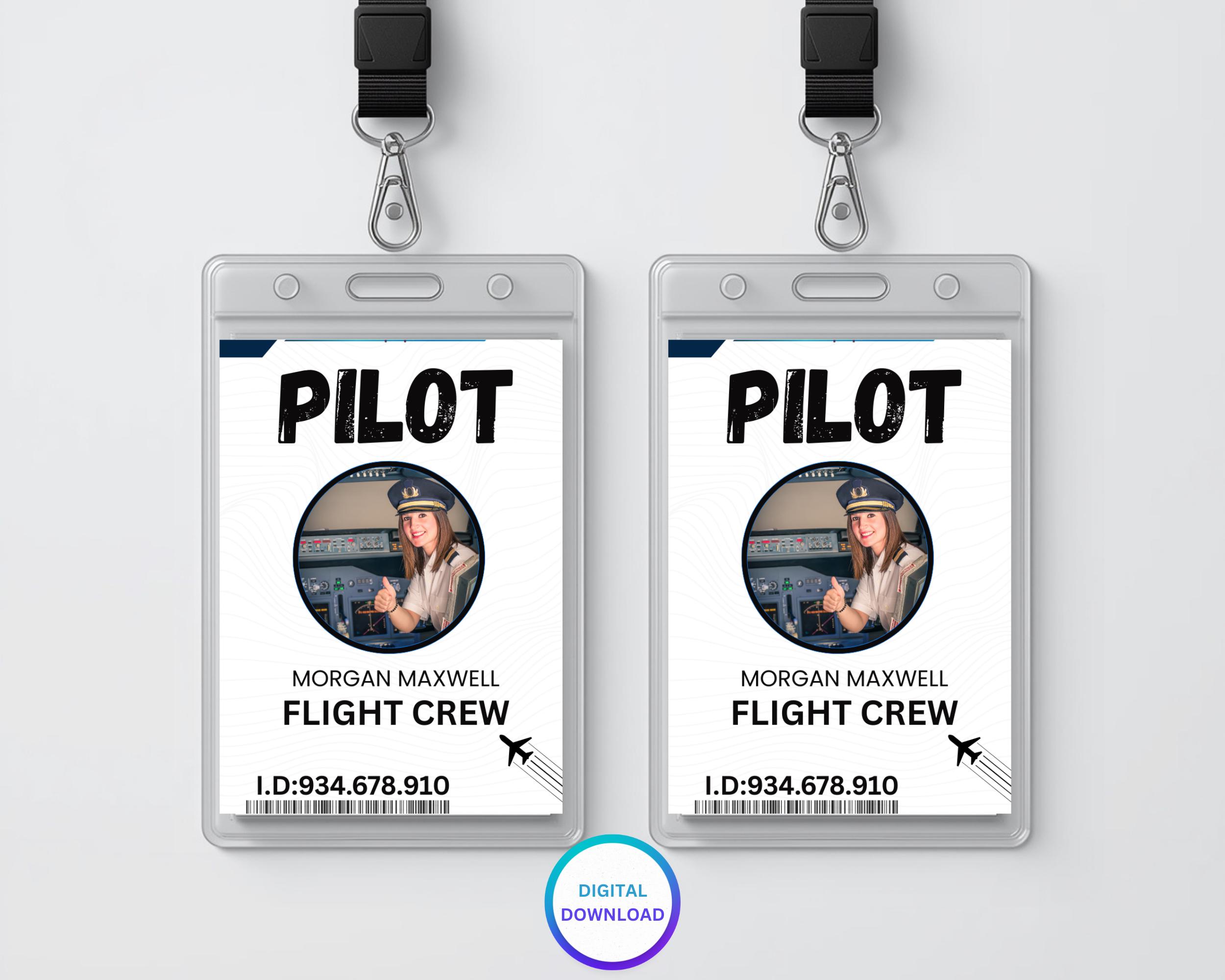 Pilot License – Custom Pilot ID Badge & Airplane Party Prop, Aviation ...