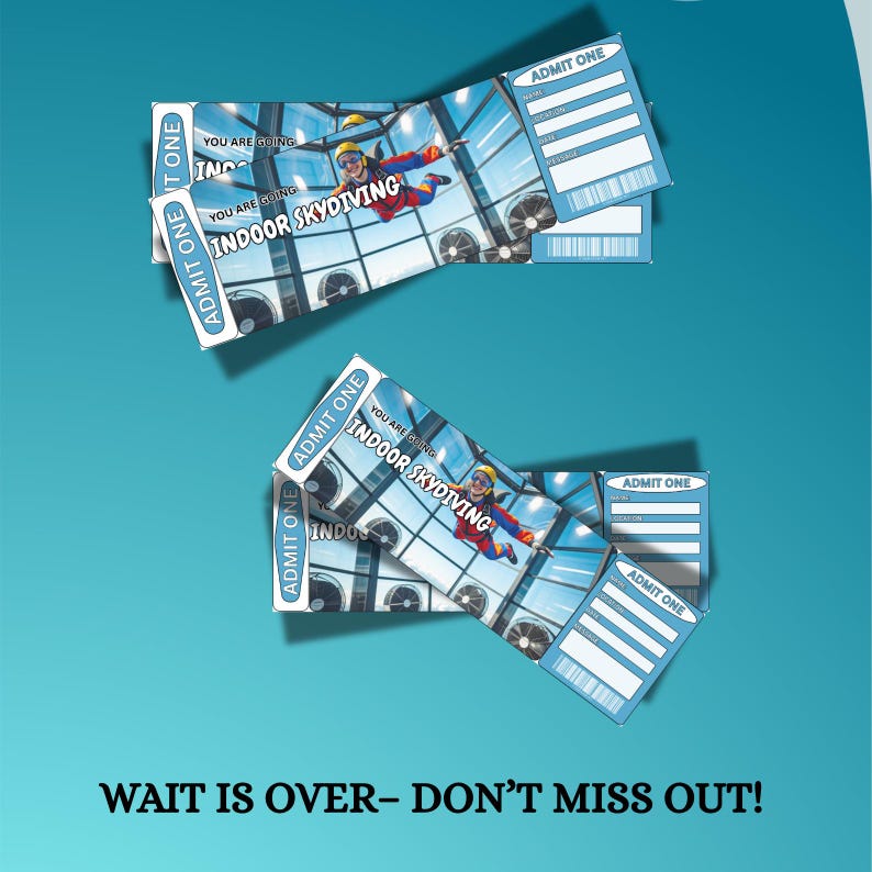 Editable Skydiving Surprise & Birthday Gift Ticket | Printable Event ...