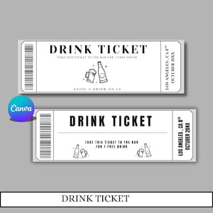Custom Drink Ticket Template: Elegant Event Coupons (digital Download ...