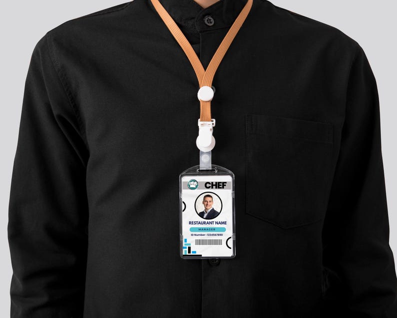 Editable Chef ID Badge – Printable Chef Name Tag, Kitchen Staff Badge ...