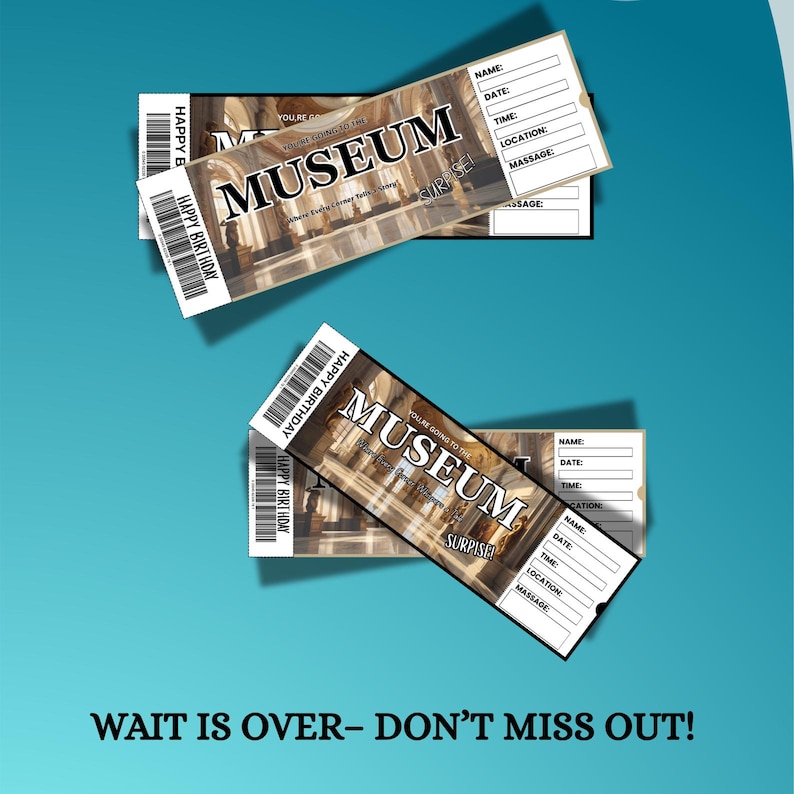 Editable Museum Ticket Template: Surprise Trip Reveal (digital Download ...