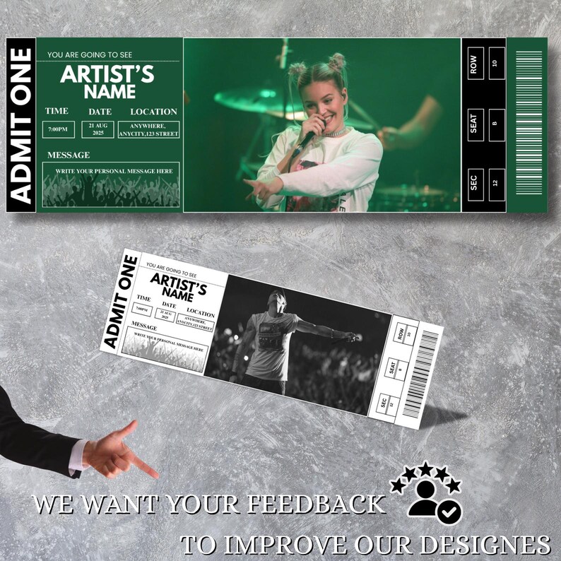 Editable Concert Event Ticket | Anniversary Gift, Party Invite ...