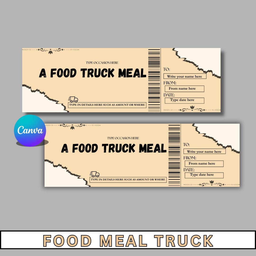 Editable Food Truck Ticket Template: Custom Meal Voucher (digital ...