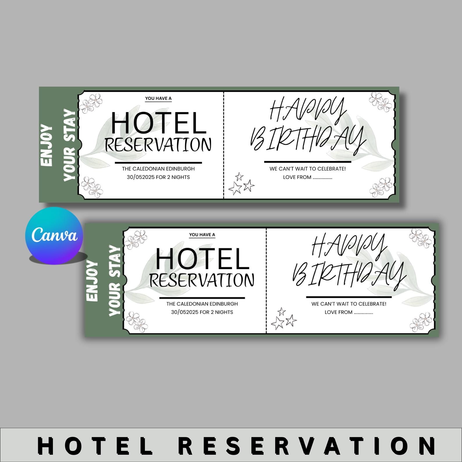 Editable Hotel Stay Ticket: Surprise Vacation Reveal (digital Download ...