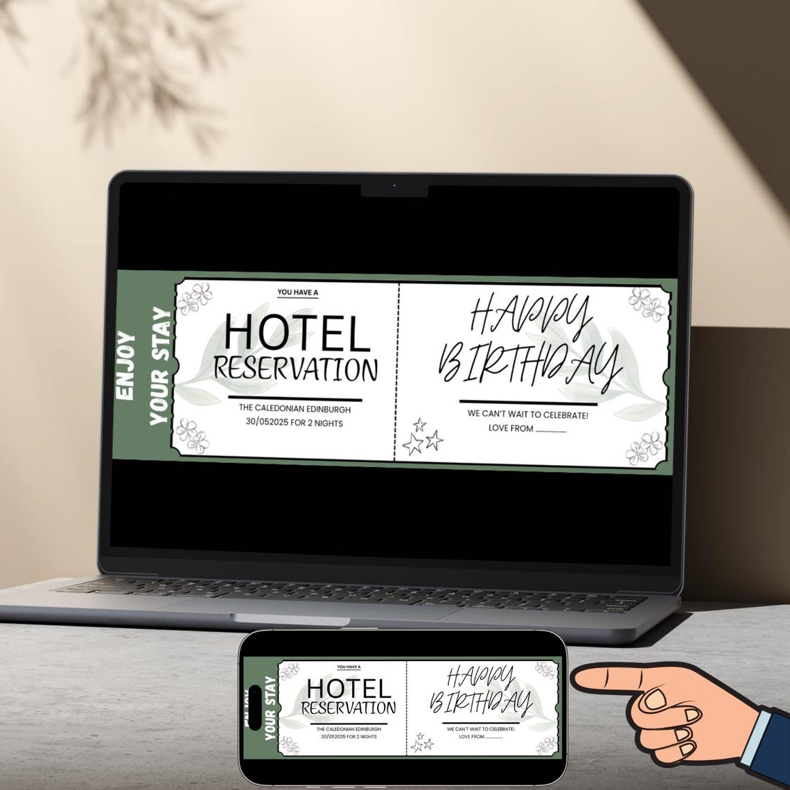 Editable Hotel Stay Ticket: Surprise Vacation Reveal (digital Download ...