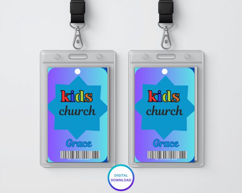 Church Volunteer ID Template in Canva, Lanyard Badge Template for ...