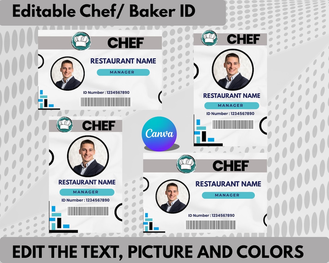 Editable Chef ID Badge – Printable Chef Name Tag, Kitchen Staff Badge ...
