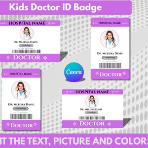 Editable Kids Doctor ID Badge, Printable Medical Badge, Hospital Staff ...