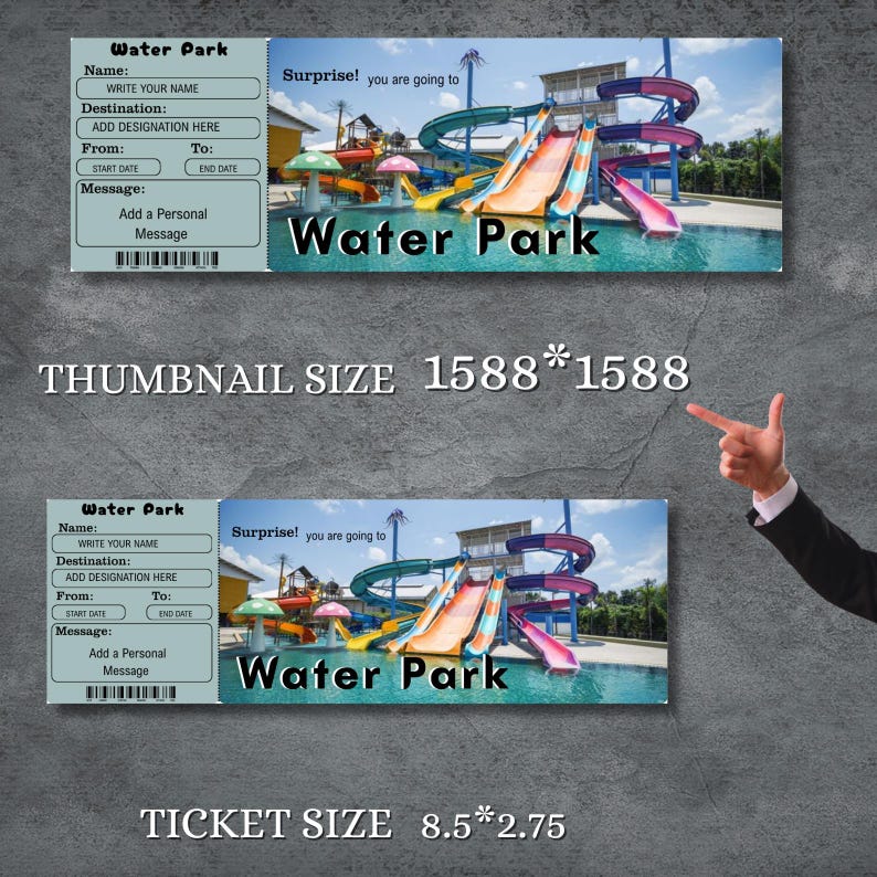 Editable Water Park Ticket | Printable Admission Voucher | Fun Day Pass ...
