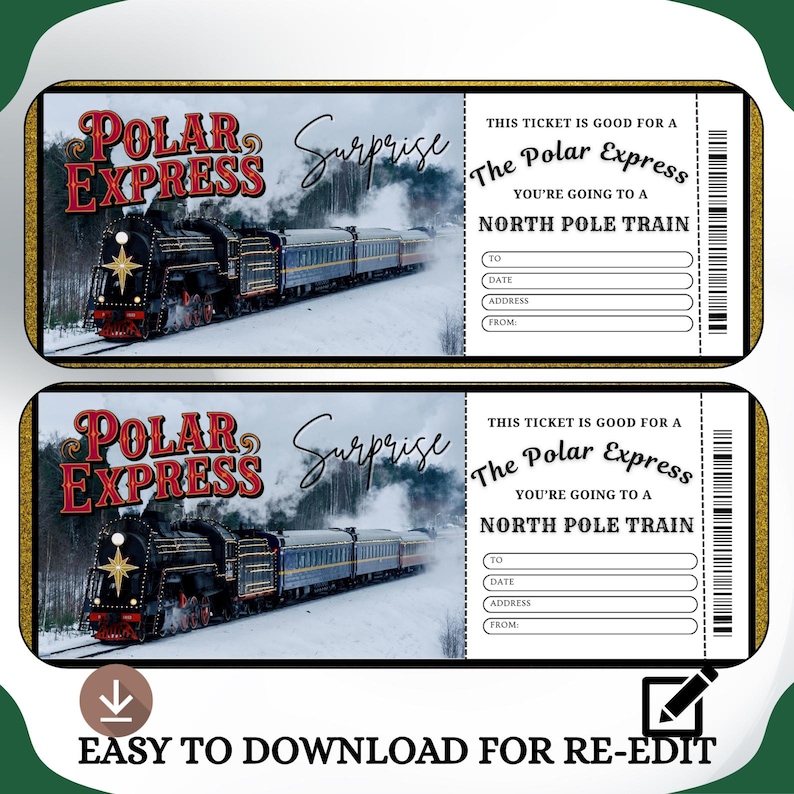 Polar Express Ticket Template | Editable Printable Christmas Train ...