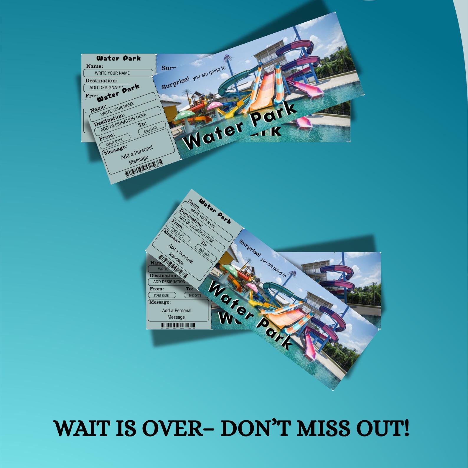 Editable Water Park Ticket | Printable Admission Voucher | Fun Day Pass ...
