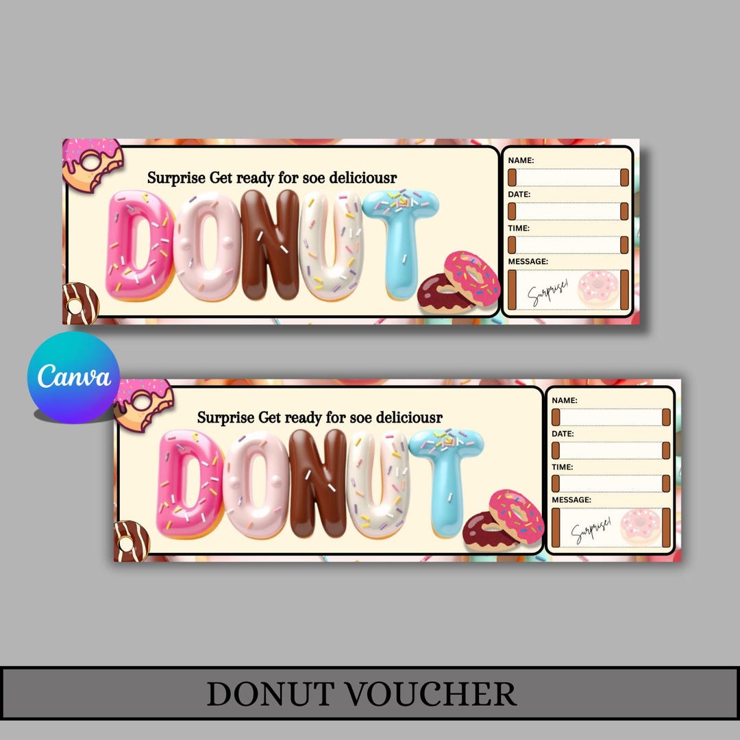 Digital Editable Printable Donut Voucher Boarding Pass | Personalized ...