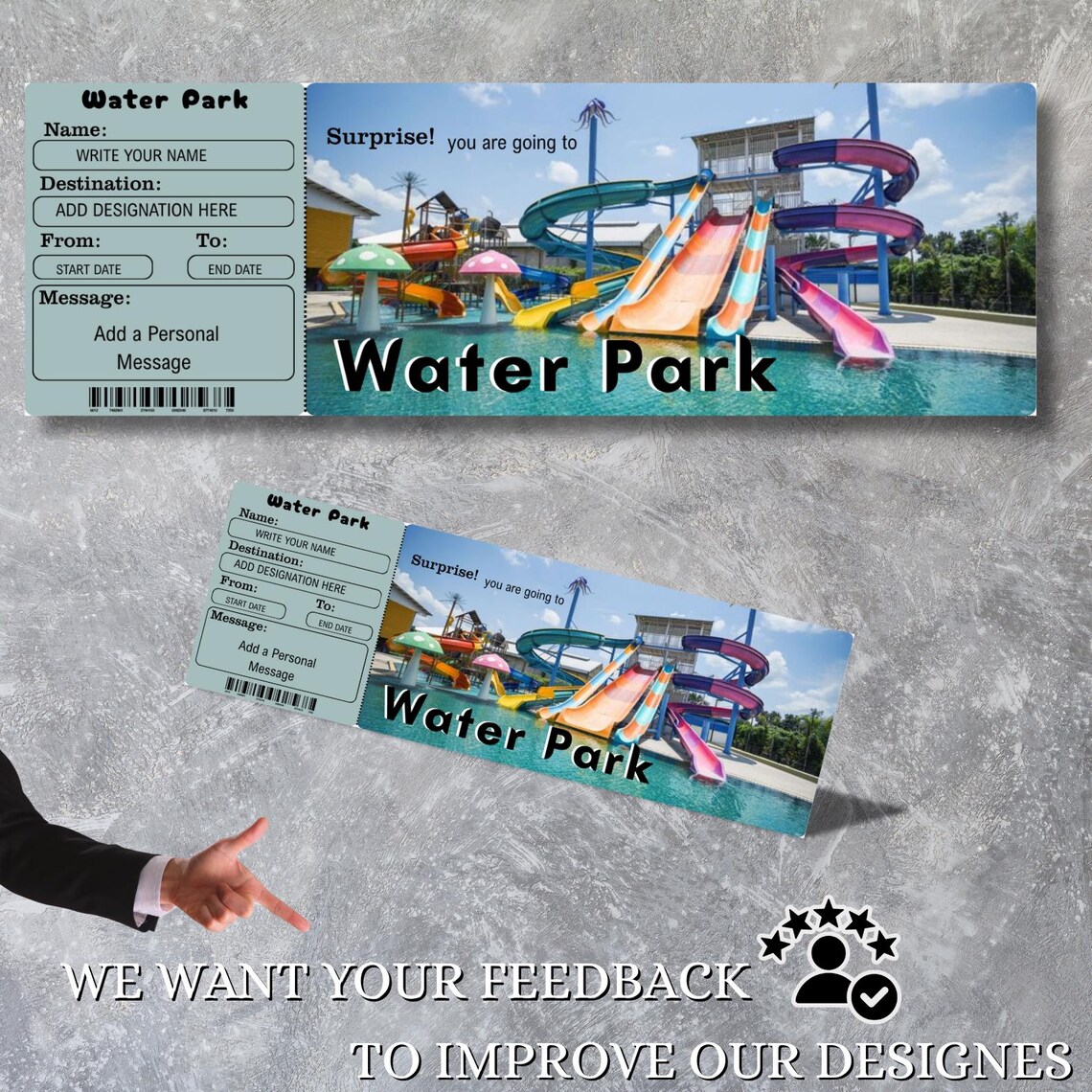 Editable Water Park Ticket | Printable Admission Voucher | Fun Day Pass ...