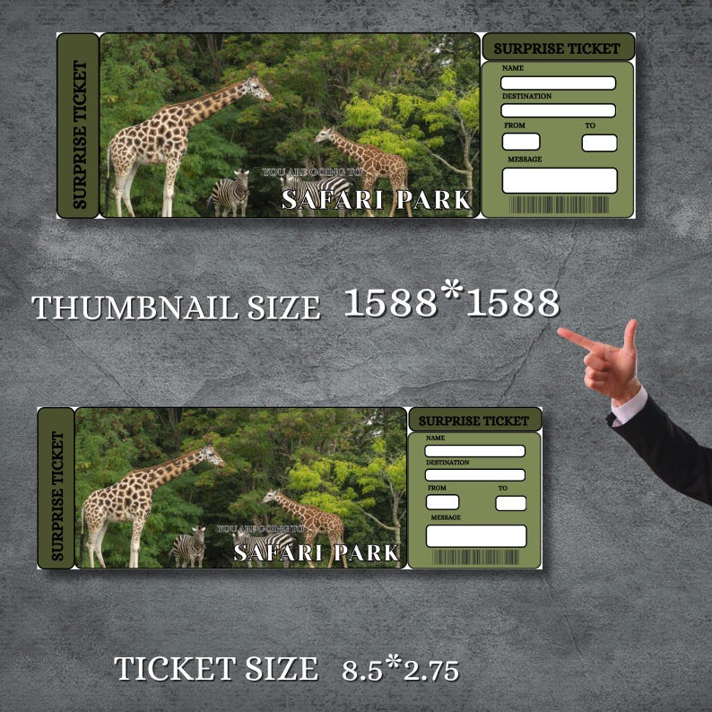 Printable Personalized Editable Safari Park Ticket Template ...