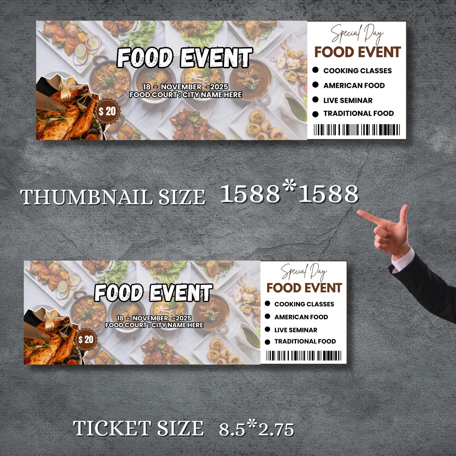 Digital Editable Printable Food Event Ticket | Custom Meal Voucher ...