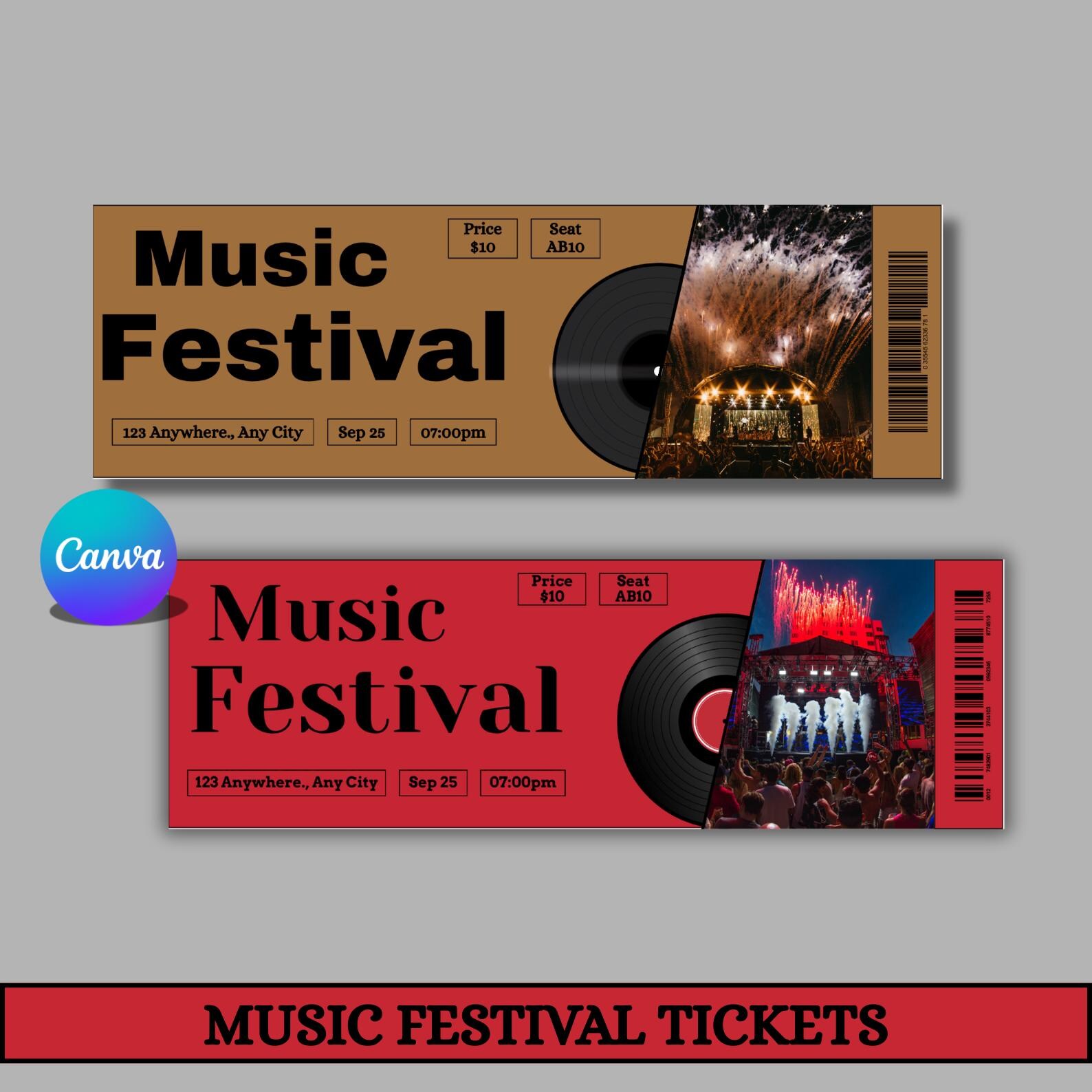 Editable Music Festival Tickets | Printable Concert Event Pass ...