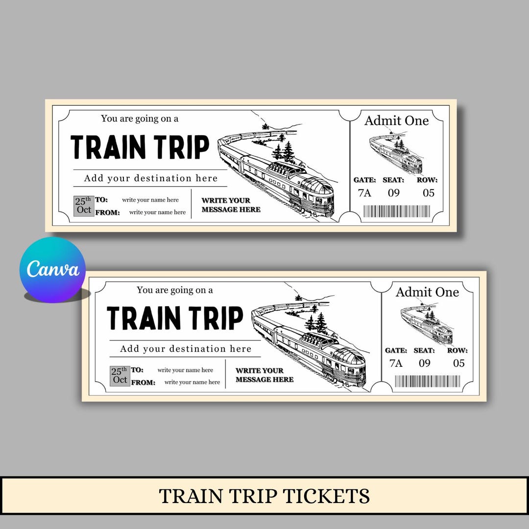 Editable Train Ticket Template | Train Surprise Gift | Boarding Pass ...