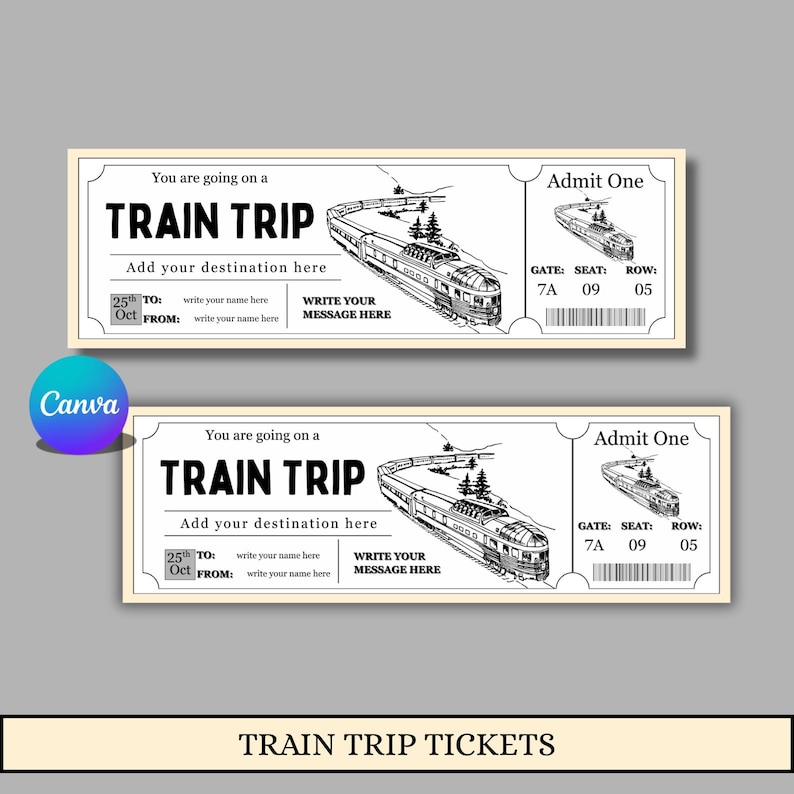 Editable Train Ticket Template | Train Surprise Gift | Boarding Pass ...