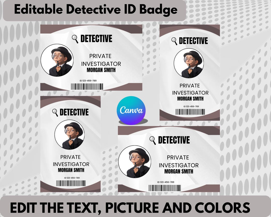 Editable Detective ID Badge Printable Spy Pass | Editable Mystery Party ...
