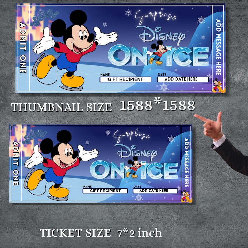 Disney on Ice Surprise Ticket Template | Editable Event Ticket Gift ...
