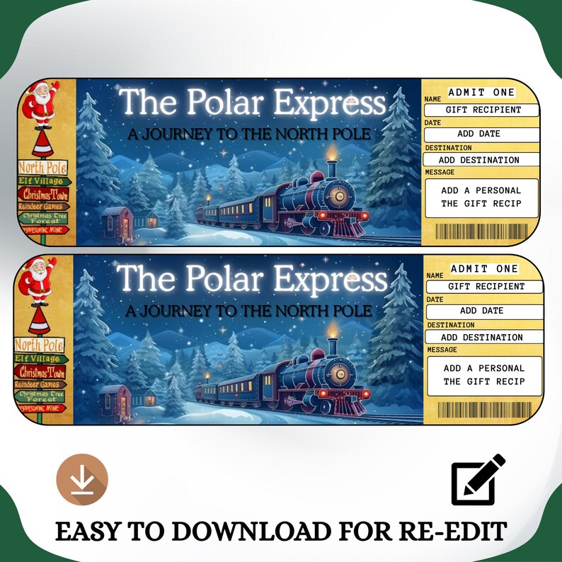 Polar Express Ticket – Christmas Ticket & Holiday Ticket Printable ...