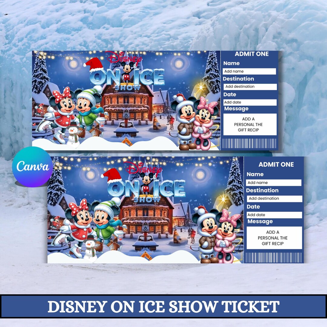Editable Disney on Ice Show Ticket, Surprise Event Reveal Gift Template ...