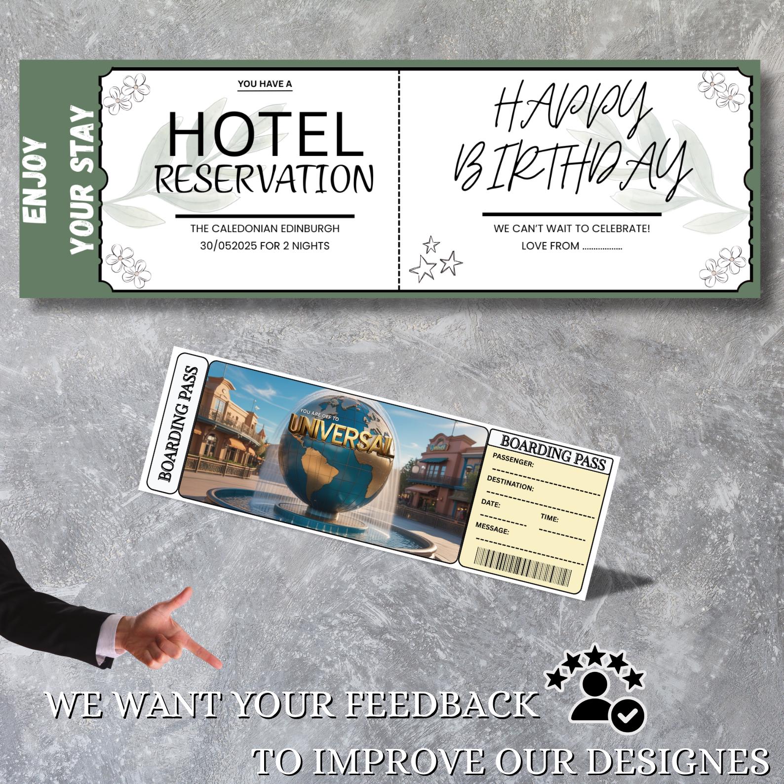 Editable Hotel Stay Ticket: Surprise Vacation Reveal (digital Download ...