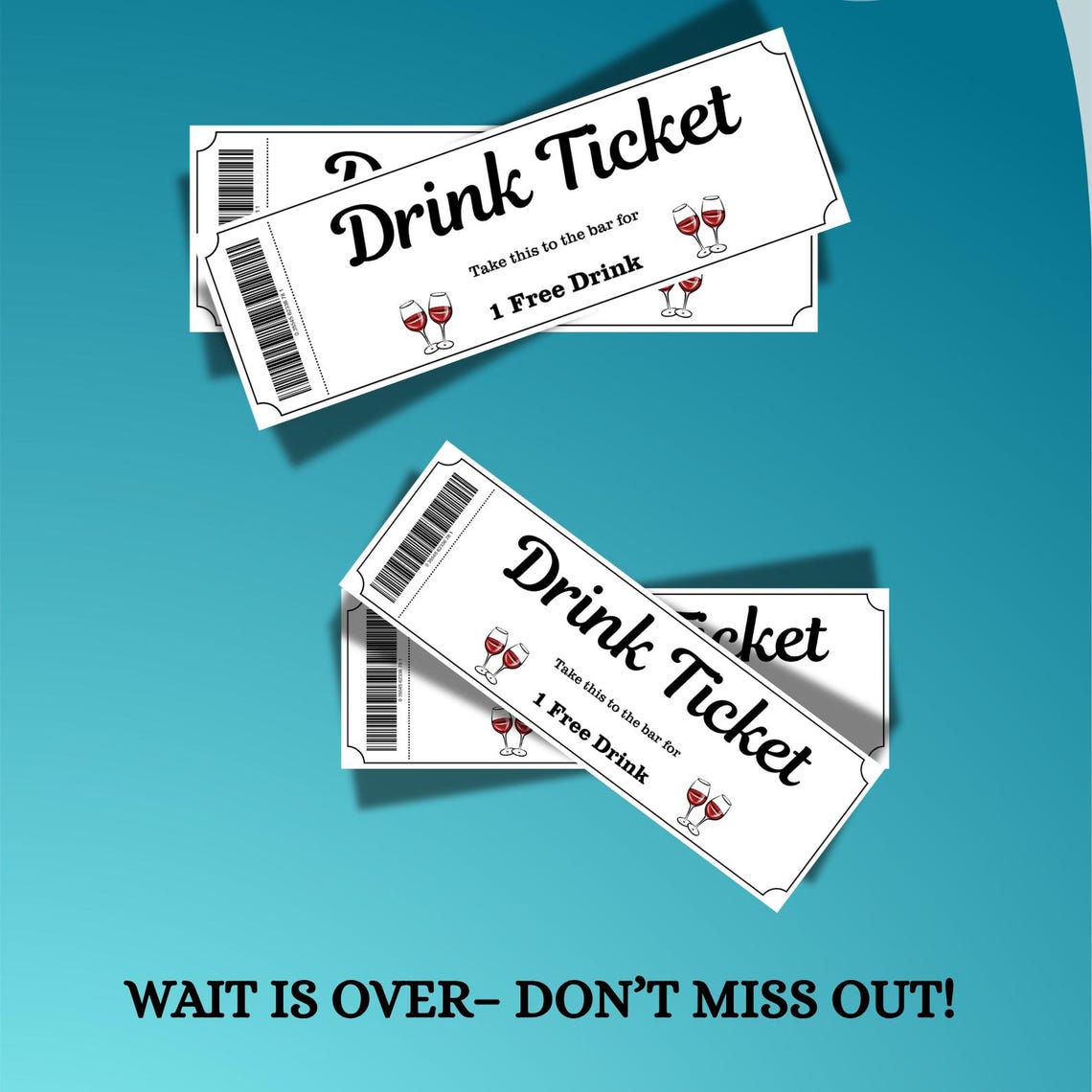 Free Drink Ticket, Party Voucher & Bar Pass, Printable Event Coupon and ...