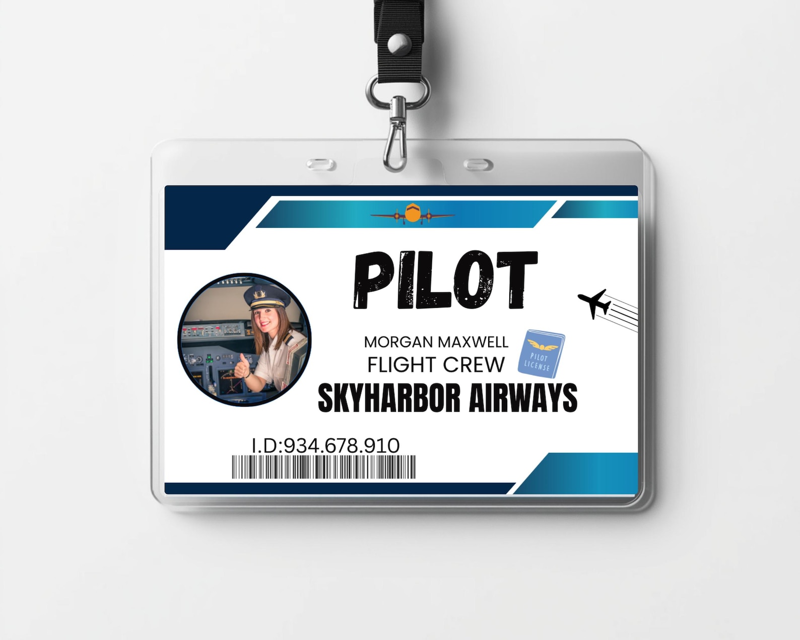Pilot License – Custom Pilot ID Badge & Airplane Party Prop, Aviation ...