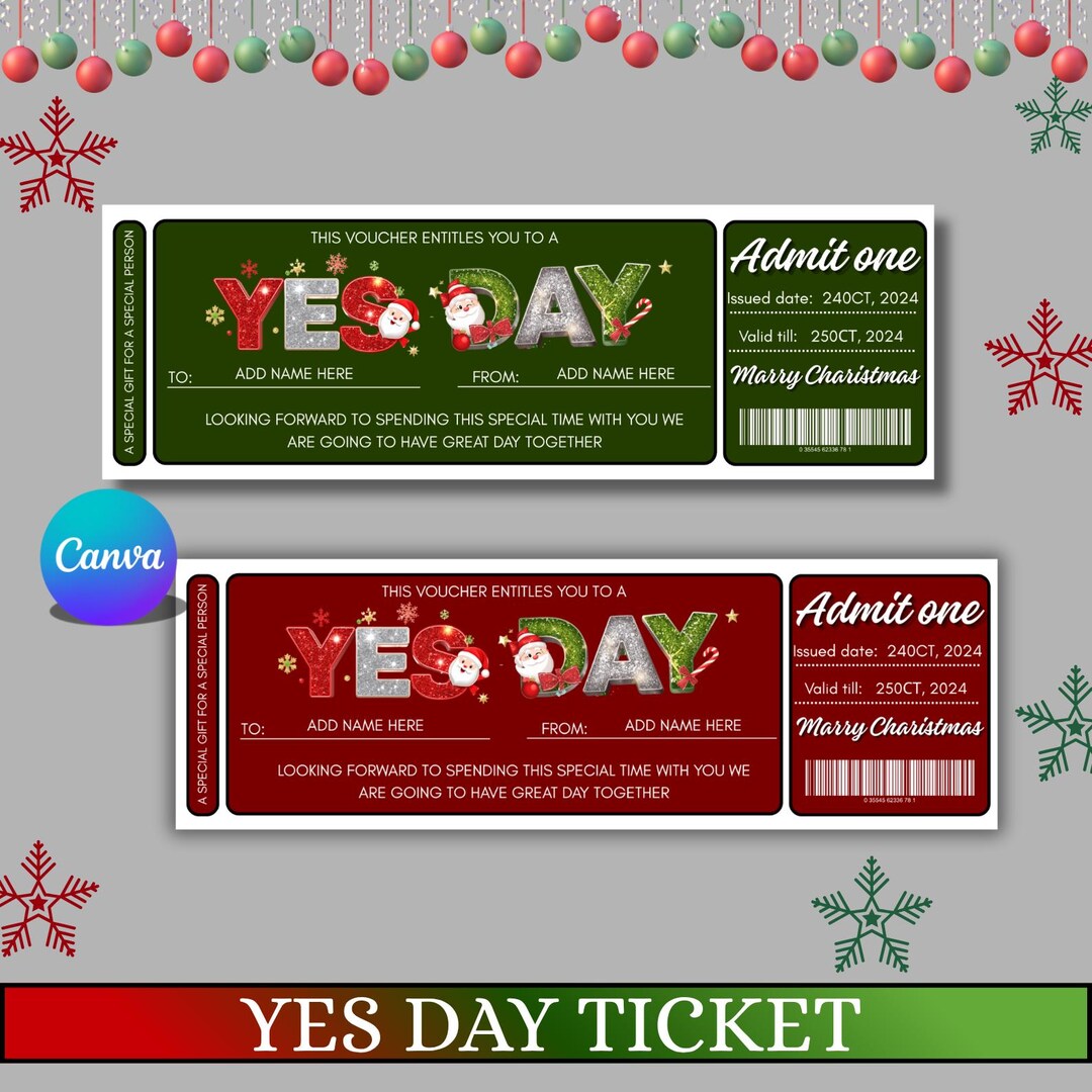 Yes Day Ticket Template | Editable Coupon Template, Custom Voucher ...