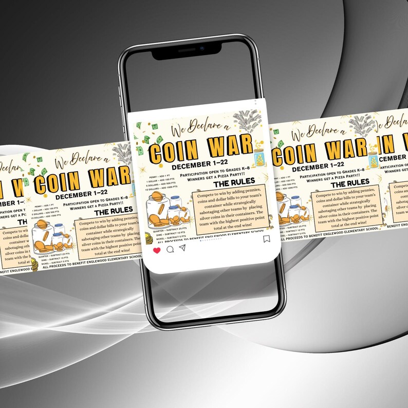Editable Coin War Flyer Coin Drive Flyer | Penny War Flyer Event Flyer ...