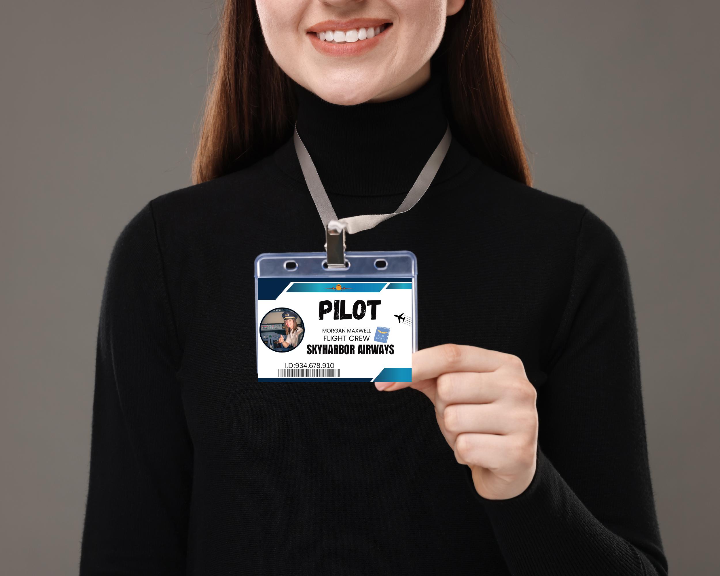 Pilot License – Custom Pilot ID Badge & Airplane Party Prop, Aviation ...