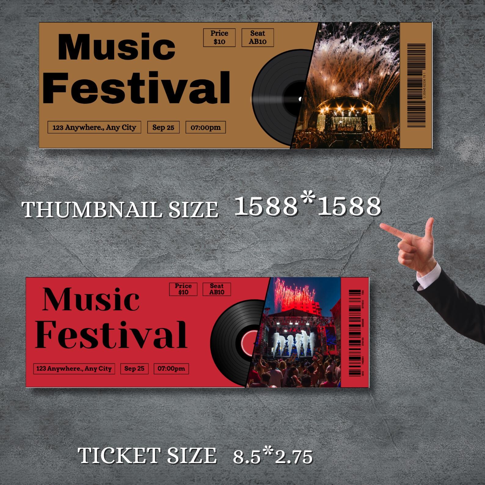 Editable Music Festival Tickets | Printable Concert Event Pass ...