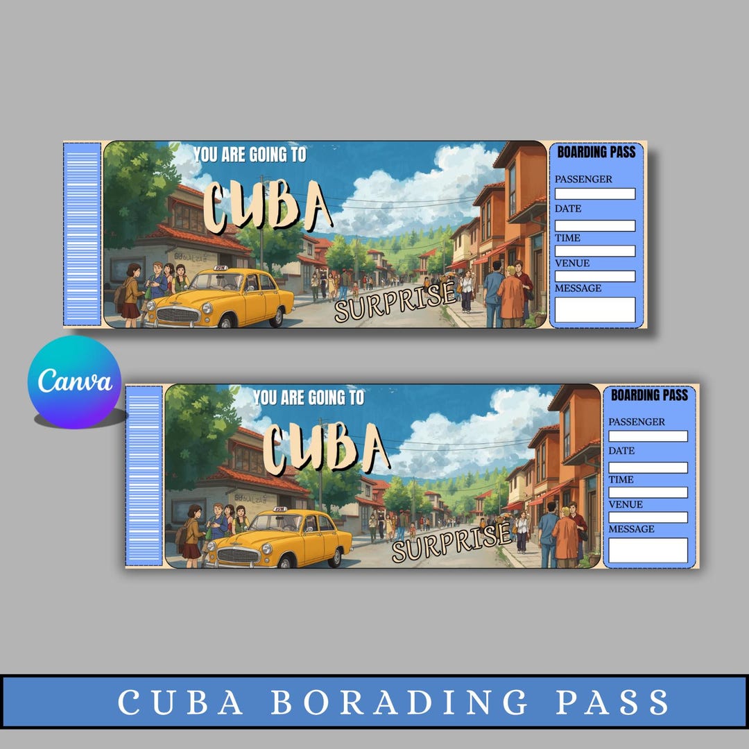Digital Editable Printable Cuba Boarding Pass | Personalized Cuba ...
