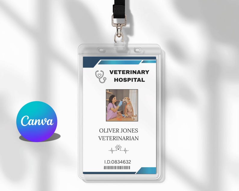 Printable Veterinarian ID Badge | Editable Name Tag Template for ...