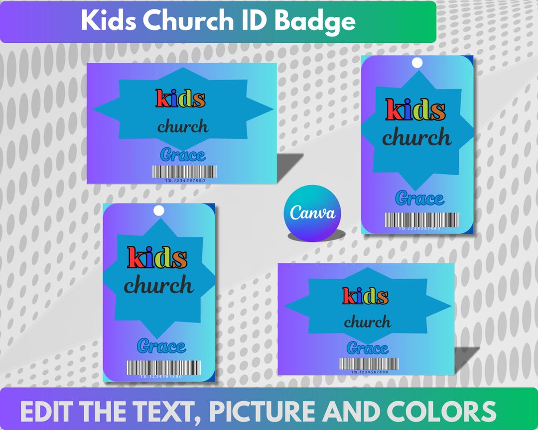 Church Volunteer ID Template in Canva, Lanyard Badge Template for ...