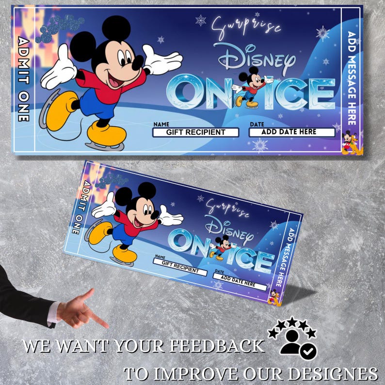 Disney on Ice Surprise Ticket Template | Editable Event Ticket Gift ...