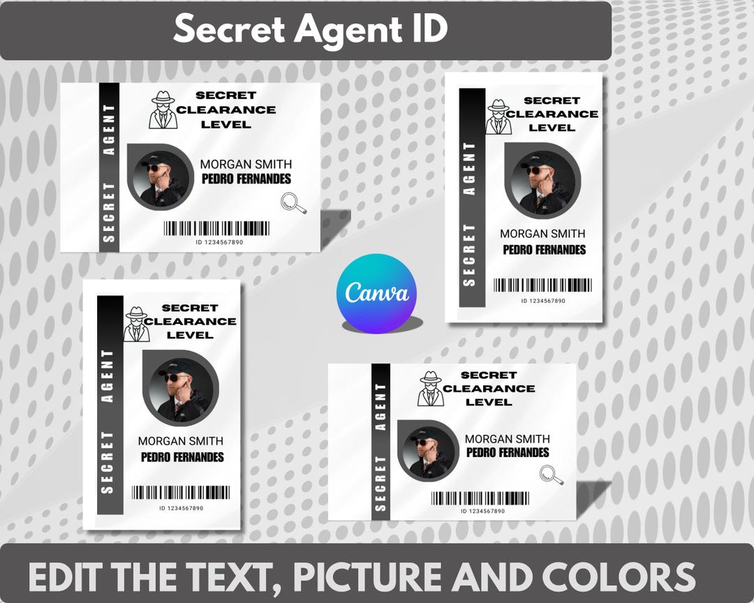 Editable Secret Agent ID, Secret Spy Badge, Spy Name Badge, Spy ...