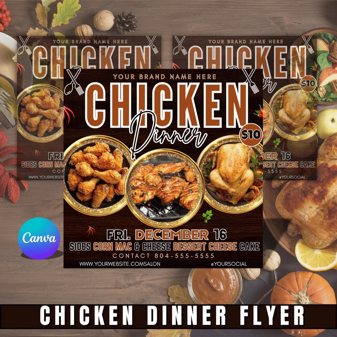 Chicken Dinner Flyer | Fried Chicken & Wings, Menu Promotion - Etsy