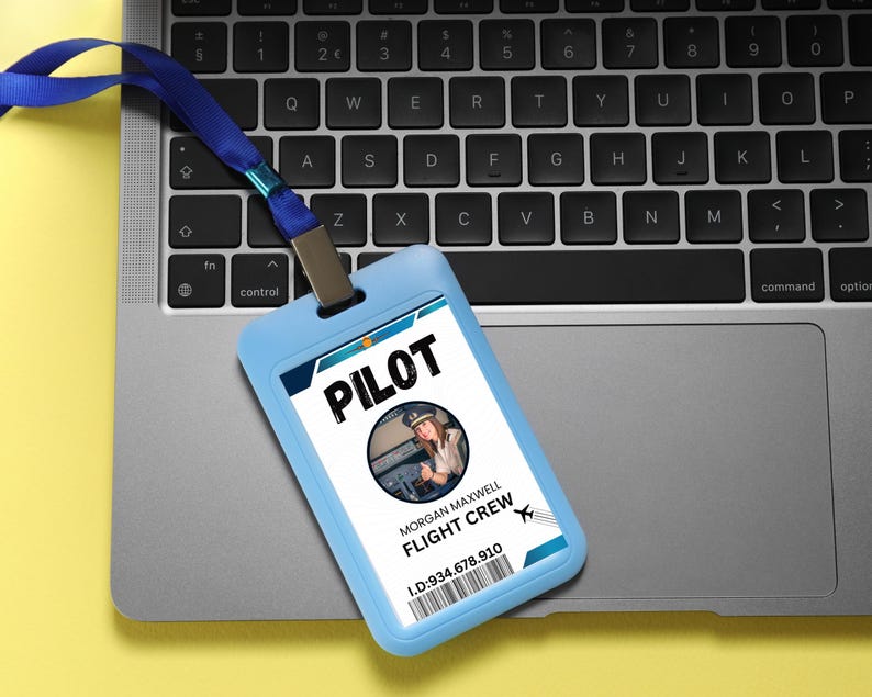 Pilot License – Custom Pilot ID Badge & Airplane Party Prop, Aviation ...