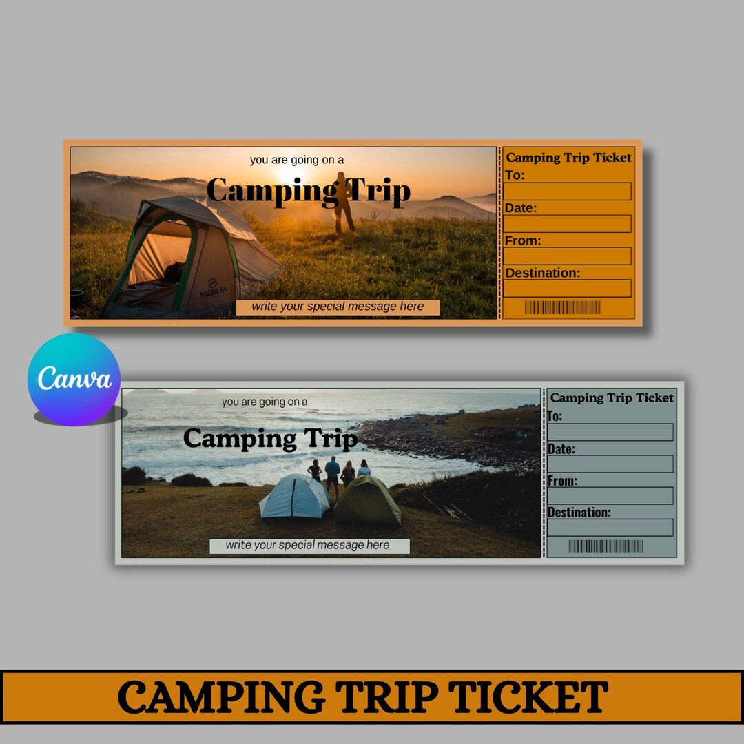 Exclusive Camping Trip Voucher | Printable Surprise Vacation Gift ...
