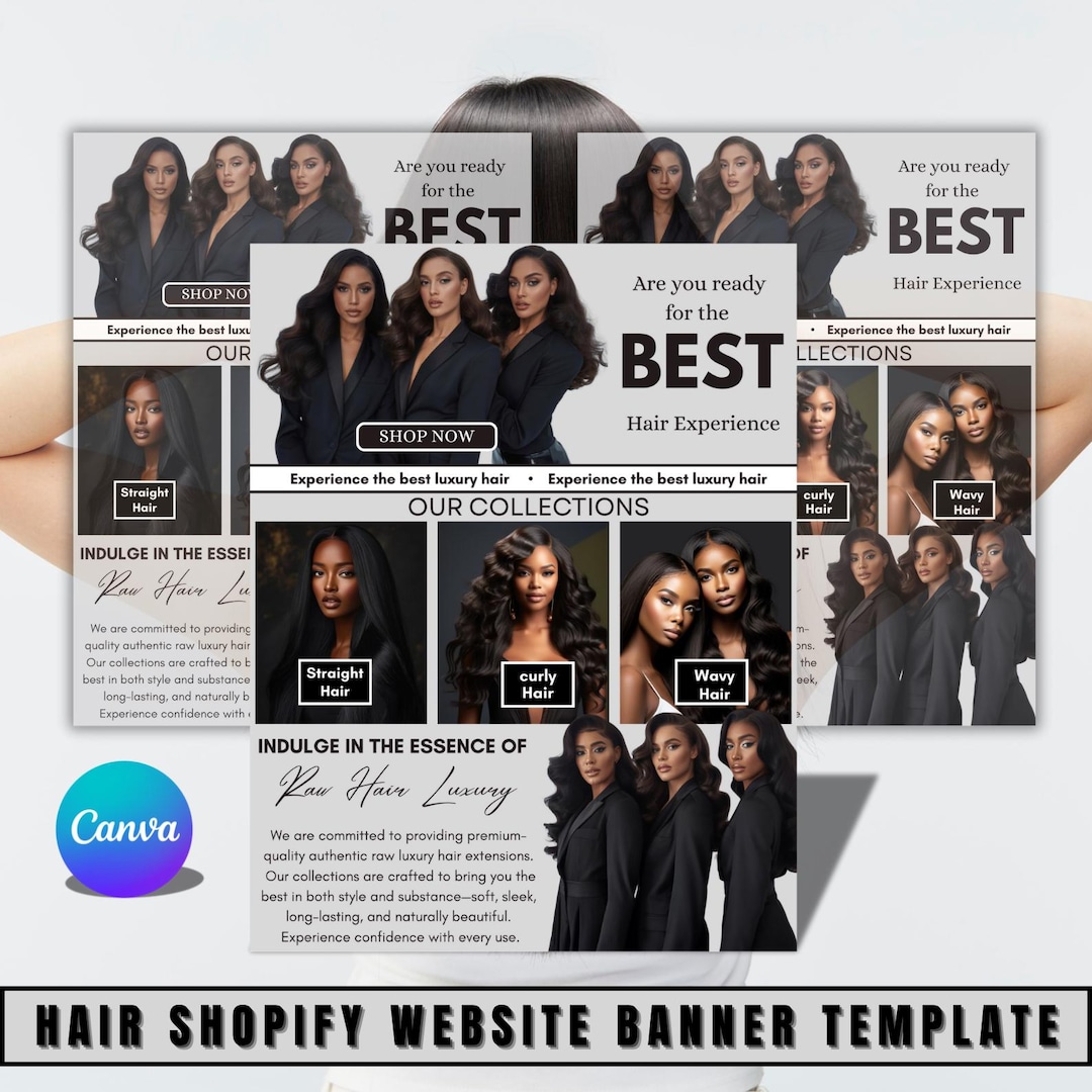 Hair Shopify Banner, Luxury Hair Design, Instant Download, Website ...