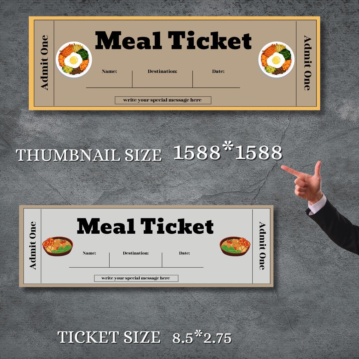 Editable Meal Ticket Template | Printable Food Voucher | Personalized ...
