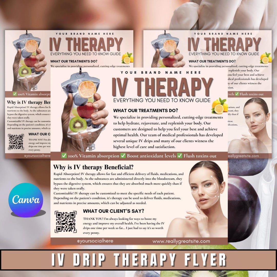 IV Drip Therapy Flyer, IV Therapy Marketing Template, Vitamin Infusion ...