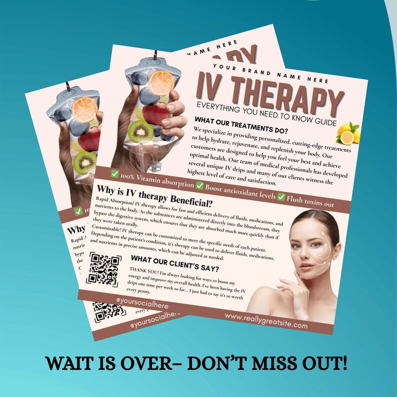 IV Drip Therapy Flyer, IV Therapy Marketing Template, Vitamin Infusion ...
