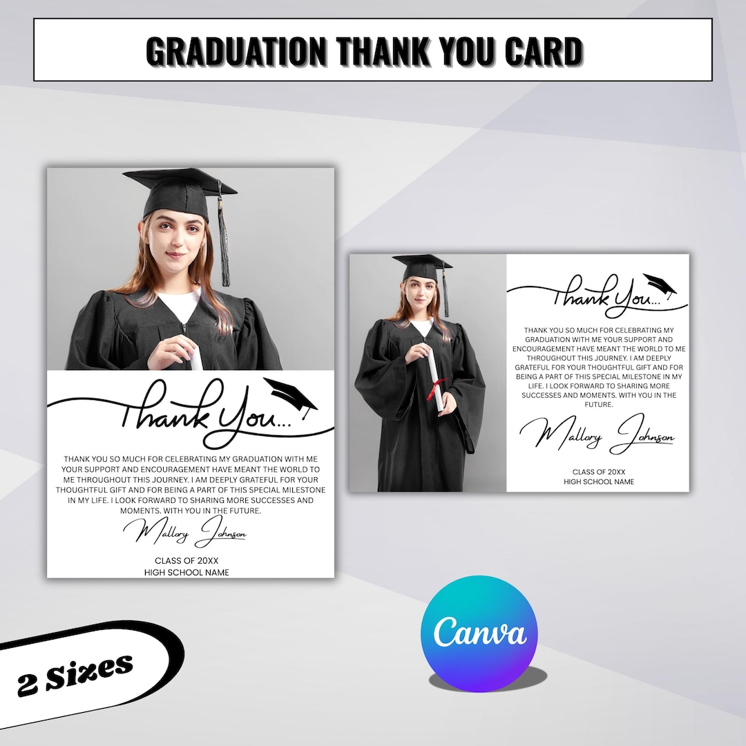 Graduation Thank You Card Template, Printable Graduate Confetti Thank ...