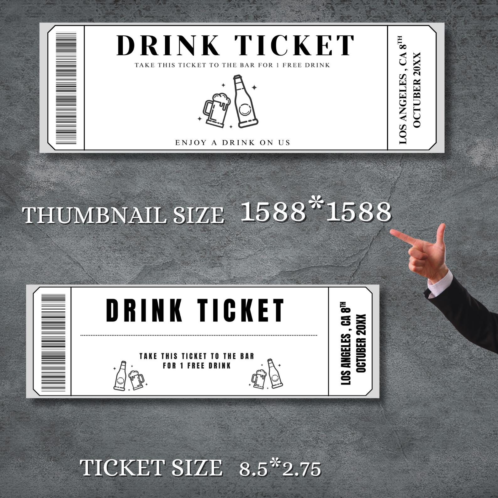 Custom Drink Ticket Template: Elegant Event Coupons (digital Download ...